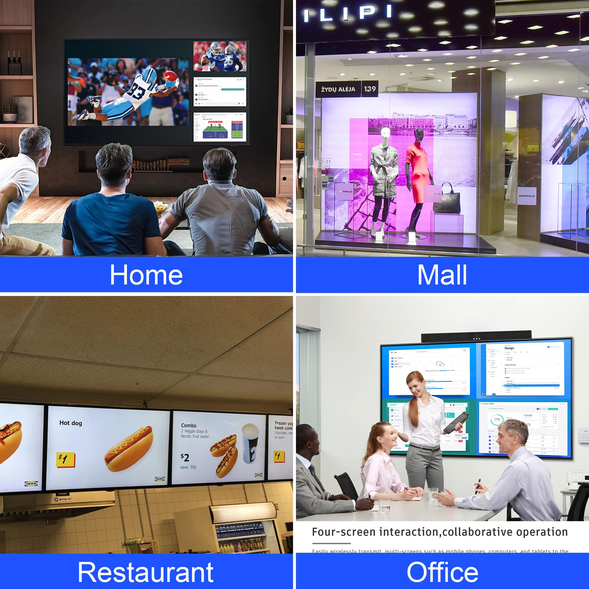 Video Wall Controller 2X2 4K TV Wall Controller HDMI Video Wall Processor - 4 Channel Splicing Display Controller with Remote Control for 4 TV Screens into 1 Wall Display