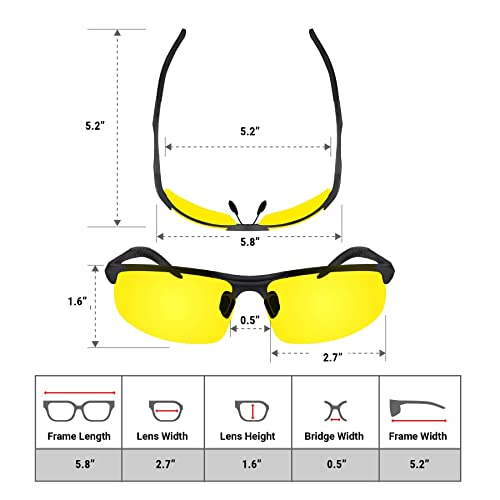 BLUPOND Yellow Glasses for Men/Women - Anti Fog Semi-Polarized Shooting Safety Glasses for Ultimate Eye Protection (black)