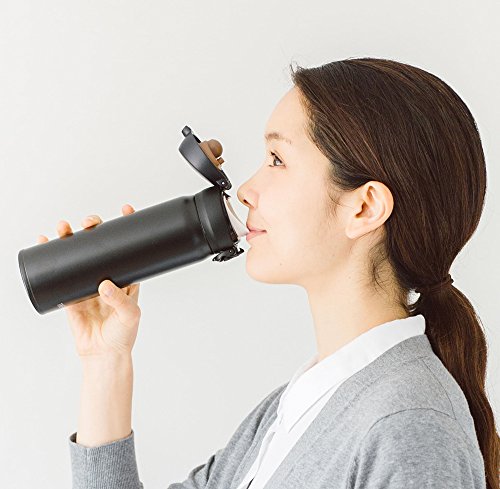 Thermos Stainless Steel Commuter Bottle, Vacuum insulation technology locks,0.5-L,ALL-Black,[one-touch open type] ,JNL-502 ALB