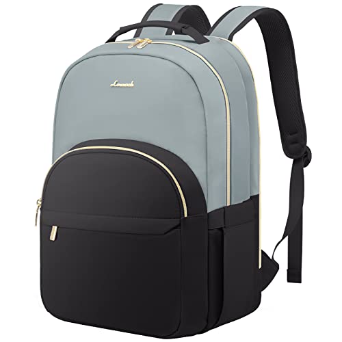 LOVEVOOK Laptop Backpack for Women, Travel Backpack Light Weight, Large Capacity Computer Backpack Purse for Work, Casual Daypack with USB Charging Hole(Black-Grey-1,15.6 Inch)