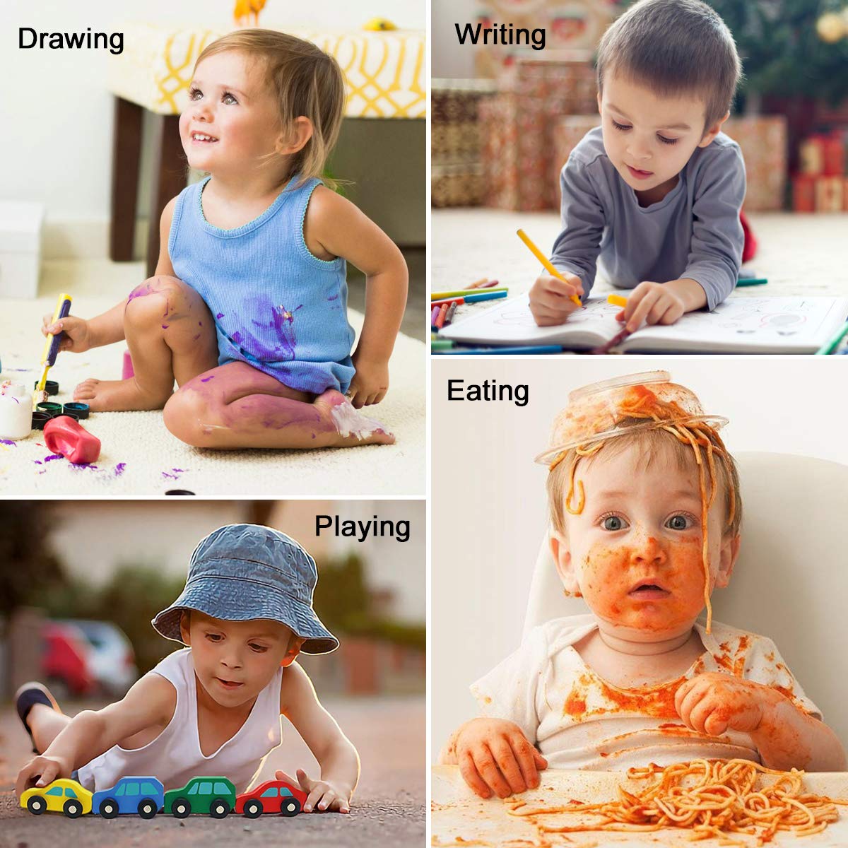 Nander Cute Dinosaur Kids Art Smocks,Waterproof Artist Painting Aprons for For Dining, Playing, Painting for Age 2-6Years