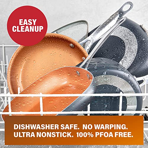 GOTHAM STEEL Non Stick Frying Pan Nonstick 9.5 Inch Square Ceramic Pan for Cooking, Ultra Nonstick Frying Pan with 20% More Cooking Surface, Skillet Pan, Induction/Oven/Dishwasher Safe, Non Toxic