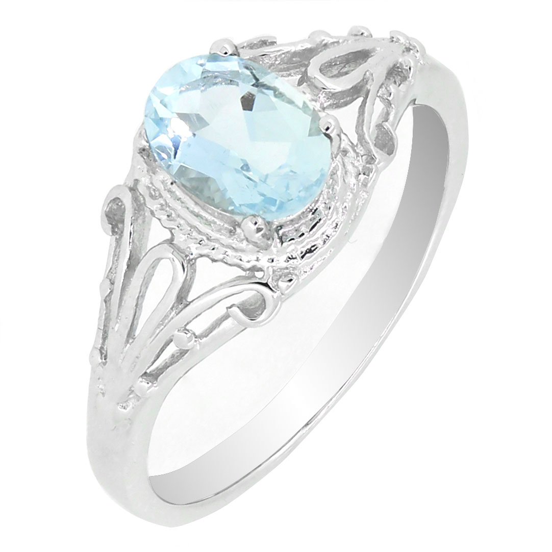 BL Jewelry Filigree Sterling Silver Oval Cut Natural Aquamarine Ring (3/4 CT.T.W) in Vintage Style (7)