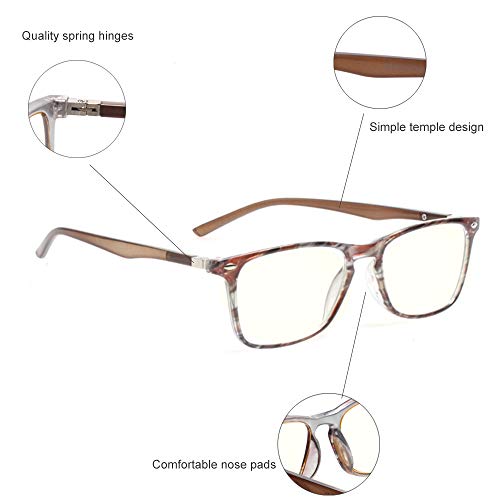 JOSCHOO Computer Reading Glasses Blue Light Blocking Readers Men and Women Glasses of Reading (Brown Stripe, 0.0)