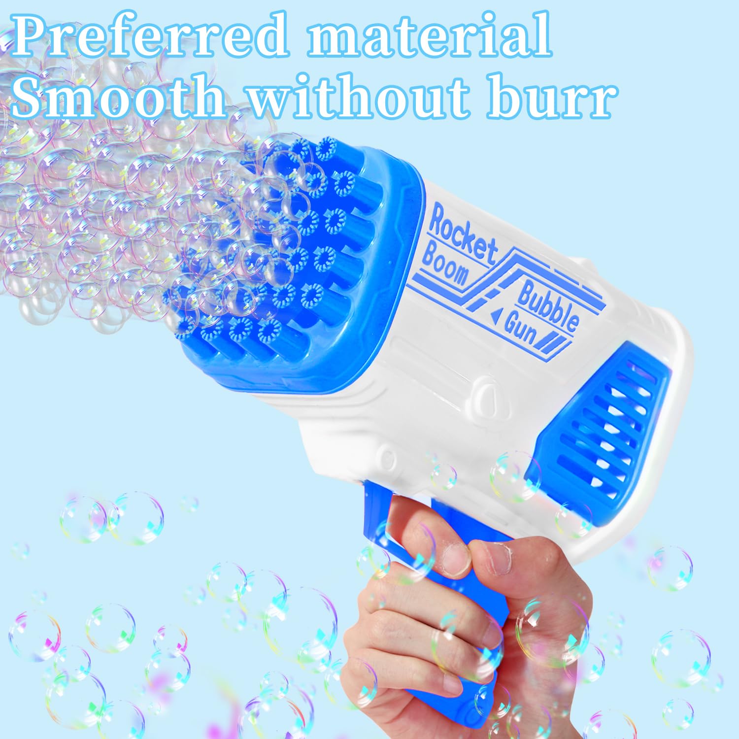 Blue Bubble Gun Machine for Kids, Outdoor Indoor Summer Automatic Toys Birthday Gifts for 1 2 3 4 5 6 7 8 + Years Old Toddlers Girls Boys Wedding Party Include Bubble Solution