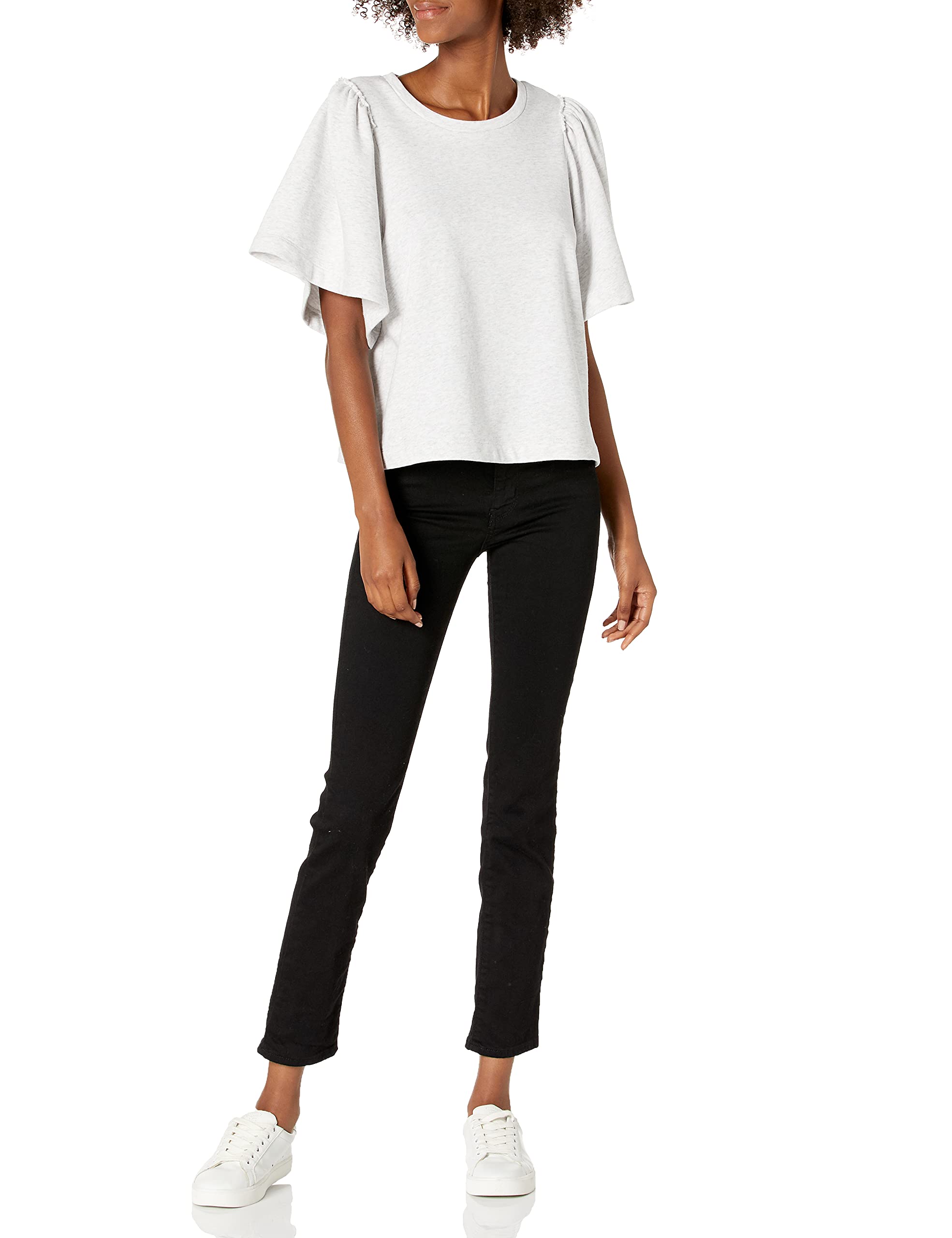 Cable Stitch Women's Flutter-Sleeve French Terry Top Light Heather Grey X-Small