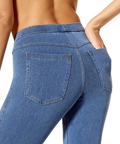 No nonsense womens Classic Denim Capri With Pockets leggings pants, Light Denim, Large US