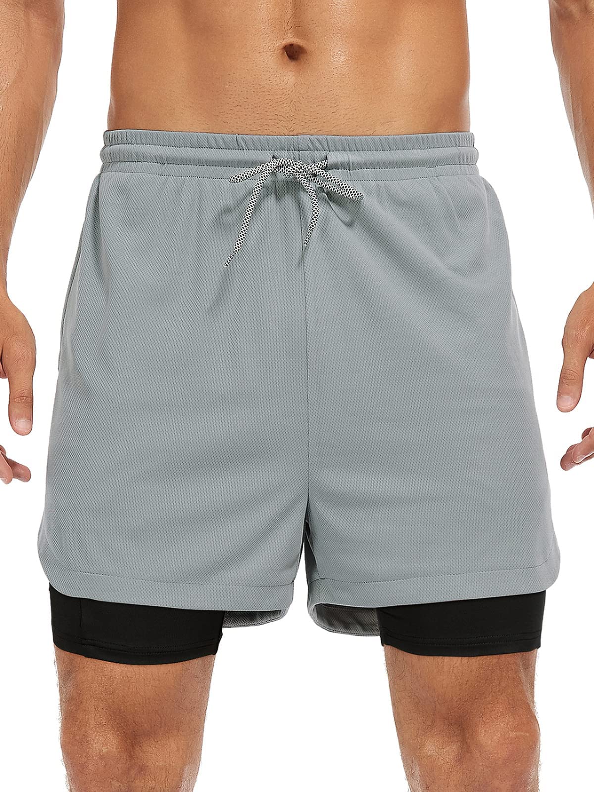 Century Star Mens Running Shorts Athletic Workout Quick Dry Compression Short for Men with Pockets Training Sport Gym Shorts Blue X-Large