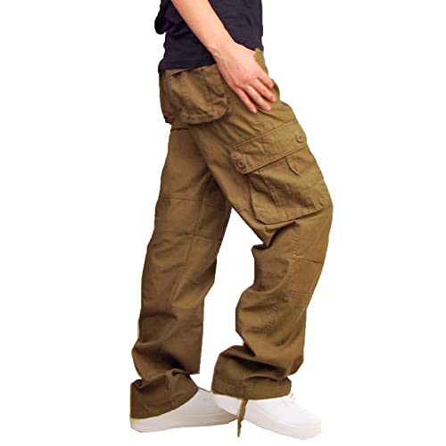 Blczomt My Orders Camouflage Cargo Pants for Men Washed Casual Military Tactical Pants Combat Multi Pockets Hiking Pants Deals of The Day Men's Cargo Pants Yellow S