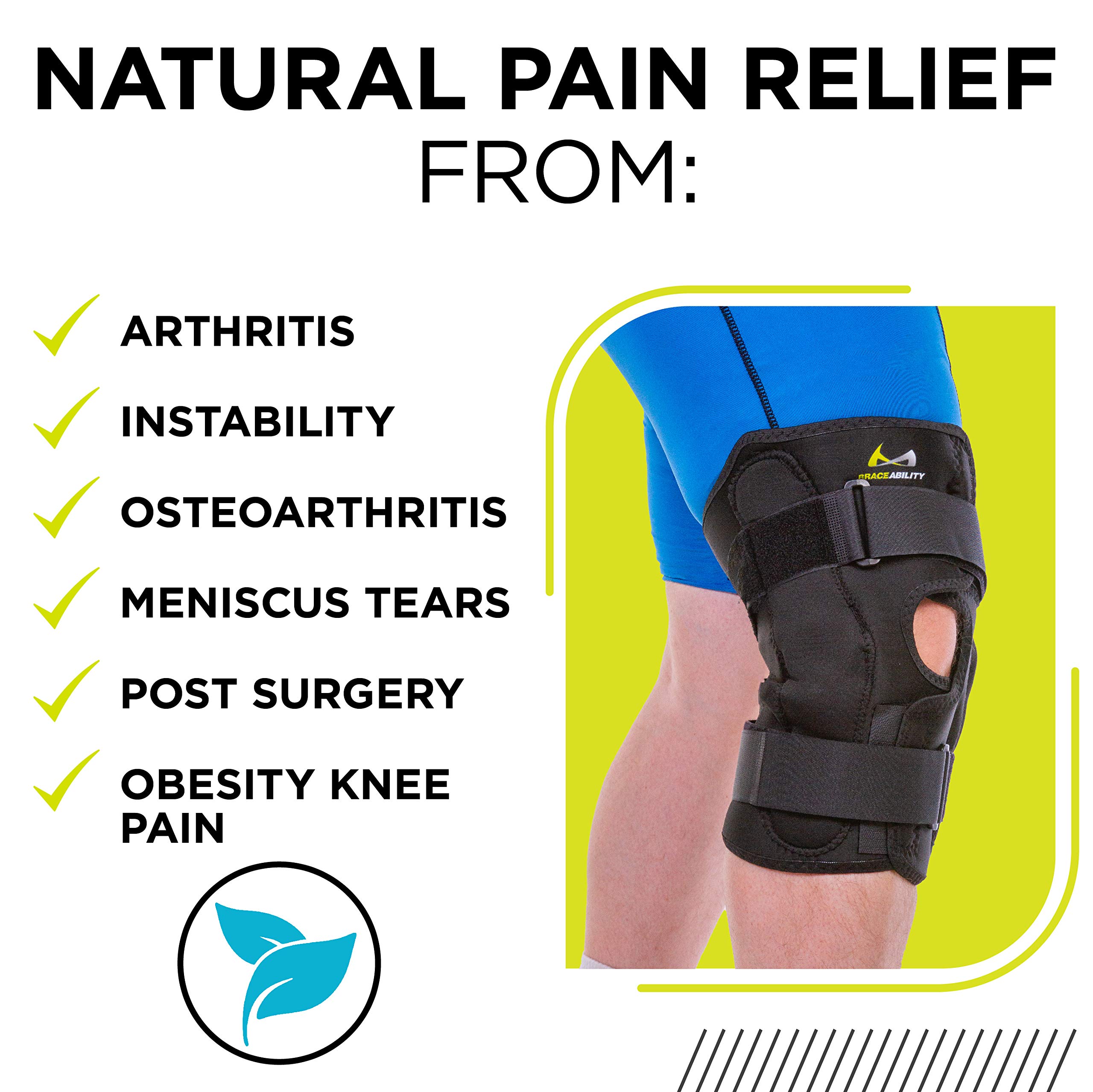 BraceAbility Obesity Hinged Knee Pain Brace - Overweight Men and Women's Wraparound Plus-Size Support for Osteoarthritis, Joint Pain, Ligament Weakness, Medial and Lateral Kneecap Instability (6XL)