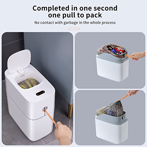 JOYBOS Bathroom Trash Can, 4 Gallon Waterproof Motion Sensor Small Bedroom Garbage Can with Lid, Slim Plastic Narrow Trash Bin for Kitchen,Office,RV. Grey
