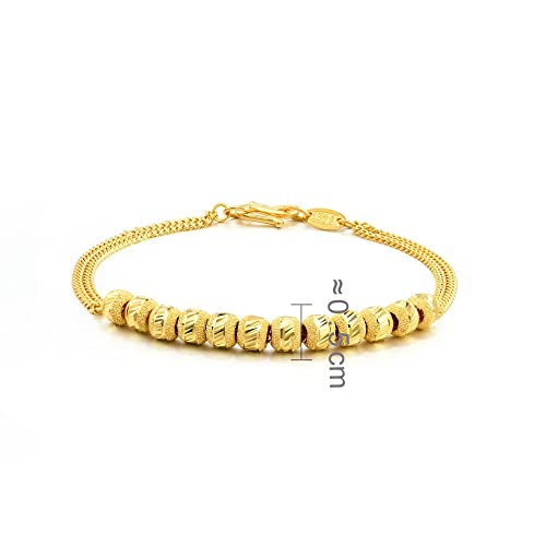 CHOW SANG SANG 999.9 24K Solid Gold Price-by-Weight 6.73g Gold Beaded chain, Beads Bracelet for Women 43363B | 6.6", (17 CM)