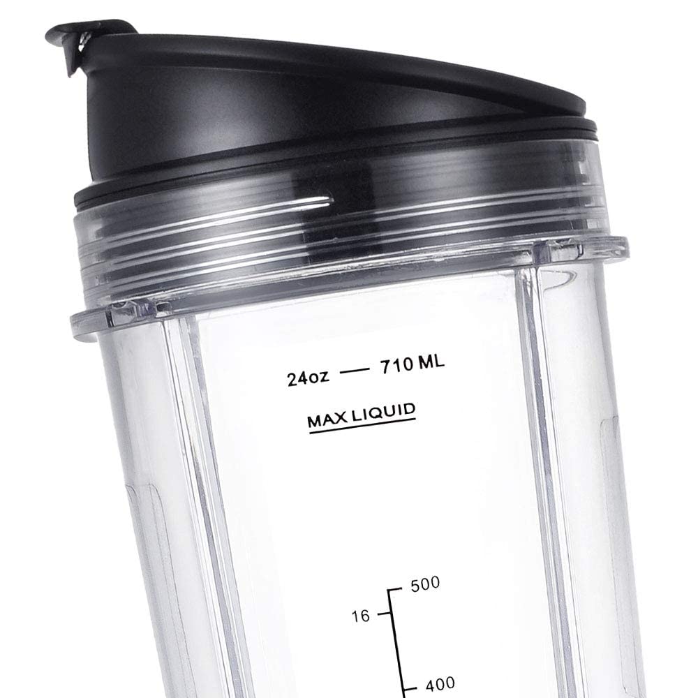 Blender Replacement Cups for Ninja Blender, 24OZ Cups with 2 Sip Seal Lids & 2 Gaskets, Compatible with Nutri Ninja Auto IQ Series Blenders BL450 BL454 BL456 BL480 BL490 BL640 BL642 BL680(2 Pack)