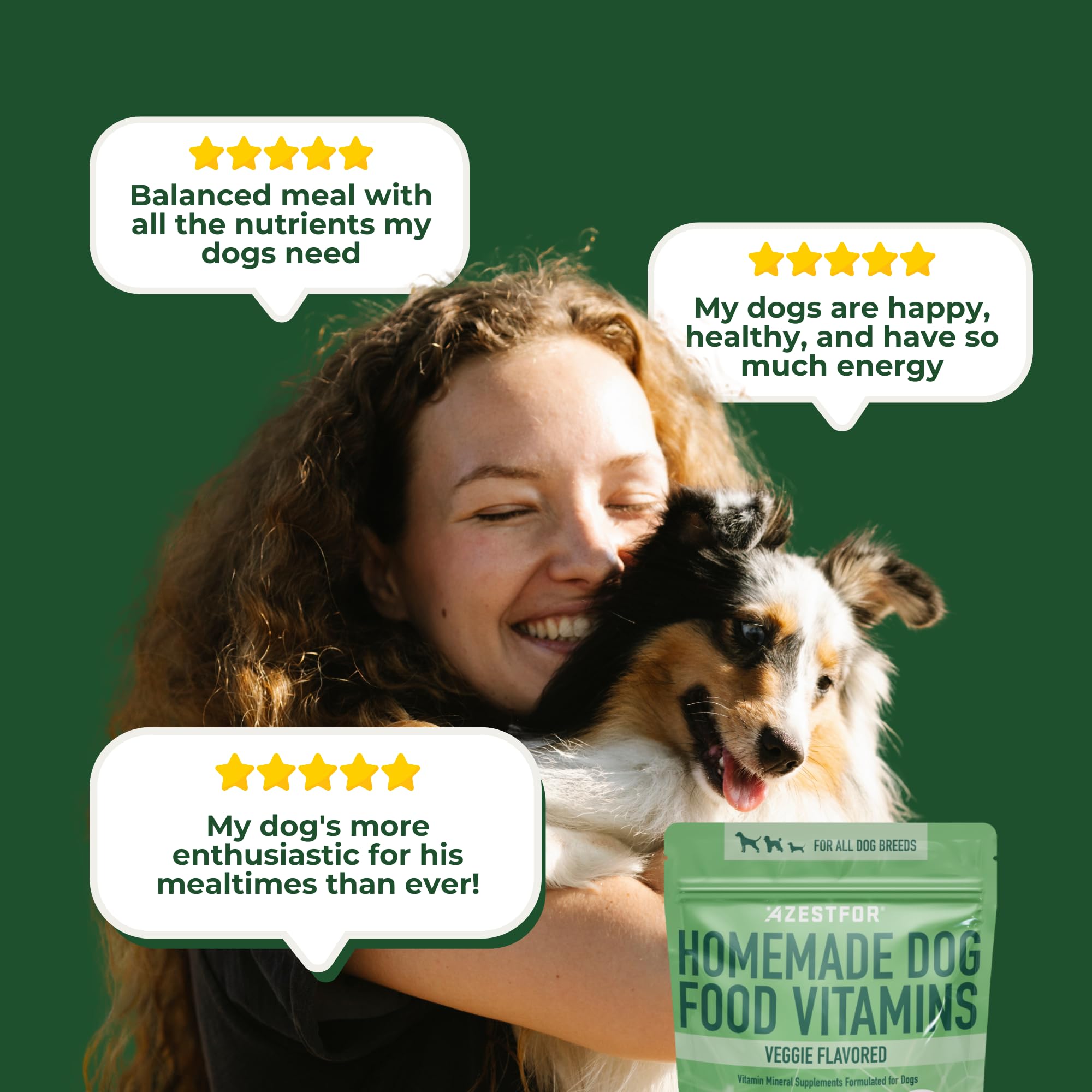 Dog Vitamins Supplements Raw and Homemade Dog Food Multivitamins Minerals Powder 1lb Veggie Flavor