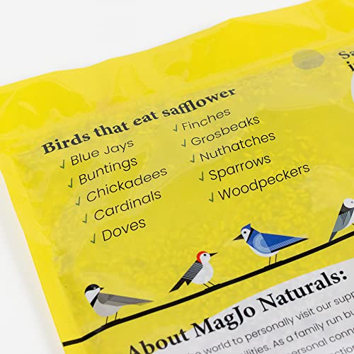 MagJo Naturals Safflower Seeds for Wild Birds (8 lbs) Whole Seeds, USA Farm Direct, Wild Bird Food, Safflower Seed, Safflower Bird Seed, Bird Seed for Weddings