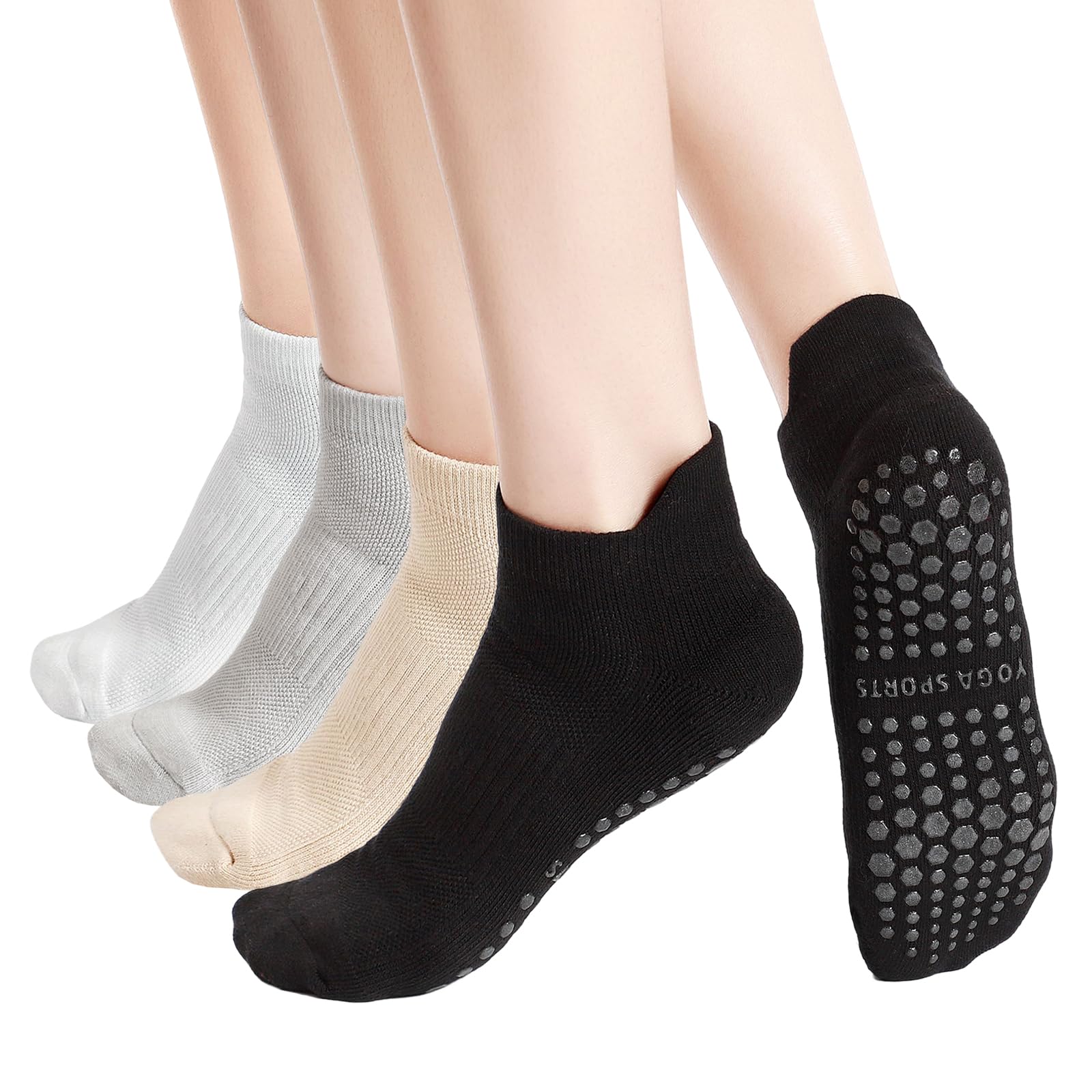 BIVOLU Non Slip Yoga Socks for Women Pilates,Barre,Workout,Dance Mesh Lace Anti-Skid Socks 3 Pack