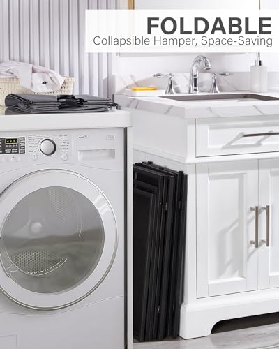 Crkmire Heavy Duty Metal Wire Laundry Hamper Lid, 29Gal (110L) 2 Section Divided Laundry Basket Double Clothes Hamper Bin for Laundry Room, Bedroom, Dorm & Kids
