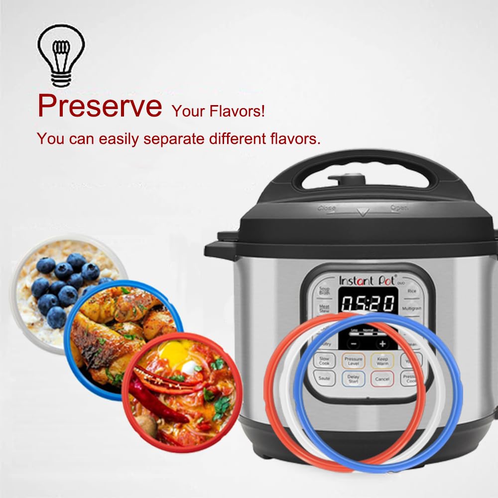 Blue Burps Instant Pot Sealing Ring 8 Quart, 2 Pcs Food Grade Silicone Instant Pot Ring for Instant Pot Seal, Compatible with IP-DUO80, IP-LUX80, Smart-80, IP-CSG80 β Red and Blue