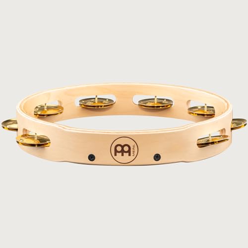 Meinl Percussion Artisan Edition Tambourine with Solid Brass Jingles, Single Row-NOT Made in CHINA-10 Maple Frame, 2-Year Warranty (AE-MTA1B)