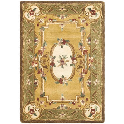 SAFAVIEH Classic Collection 4'6" x 6'6" Oval Light Gold / Green CL280A Handmade Traditional Oriental Premium Wool Area Rug