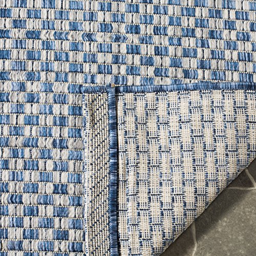 SAFAVIEH Courtyard Collection 5'3" x 7'7" Blue/Light Grey CY8653 Indoor/ Outdoor Waterproof Easy-Cleaning Patio Backyard Mudroom Area-Rug