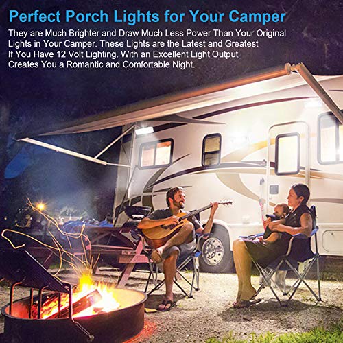 BlueFire Upgraded Super Bright 12V LED RV Porch Lights RV Exterior Lights Porch Utility Light RV Lights with Switch, Clear and Amber Removable Lens for RV, Trailer, Camper (2 Pack) (Warm White - 2PCS)