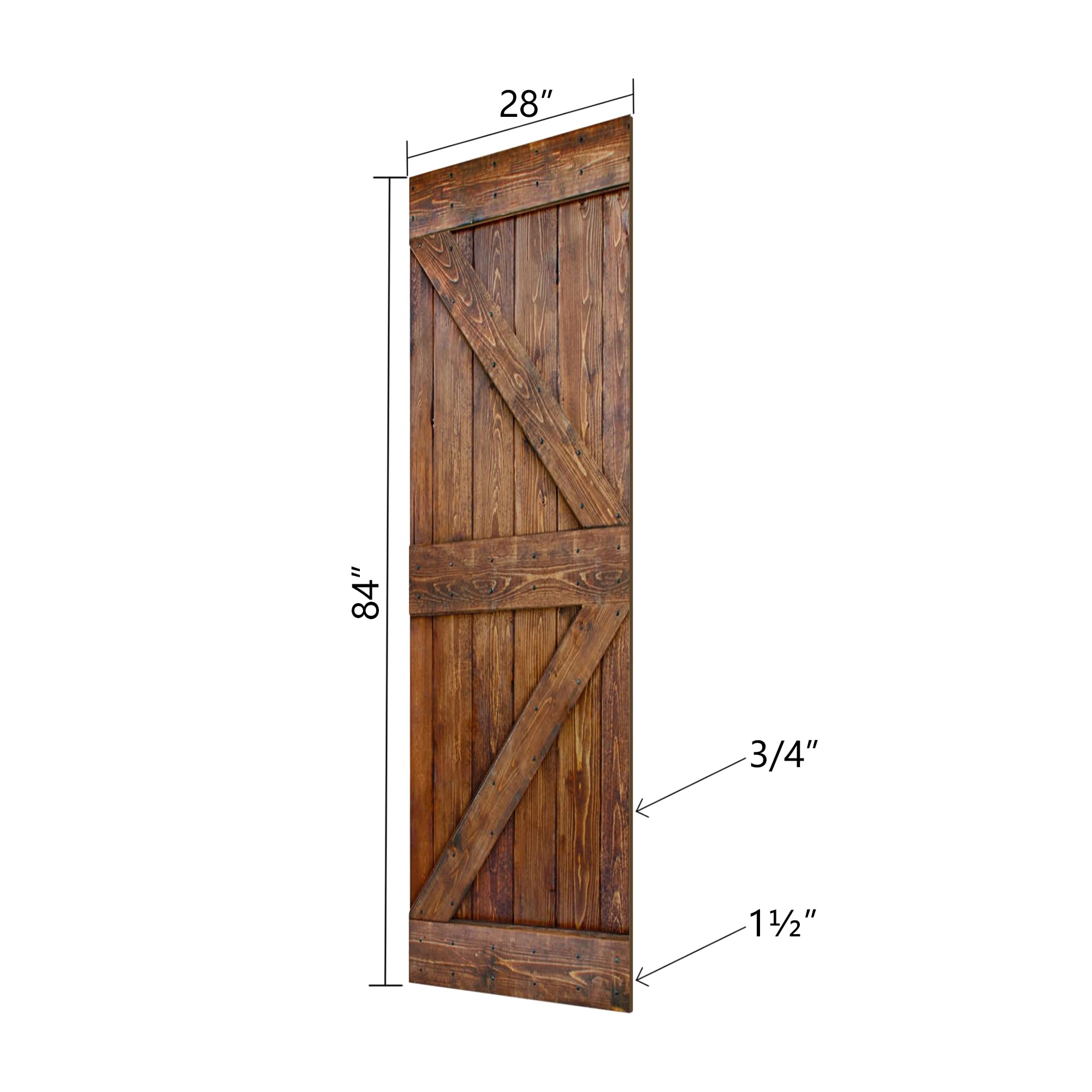 ISLIFE 56in X 84in Set of 2 Paneled Wood Painted K Series Solid Wood Interior Single Door DIY Interior Barn Doors with Installation Hardware Kit +2handls(Classic Walnut)
