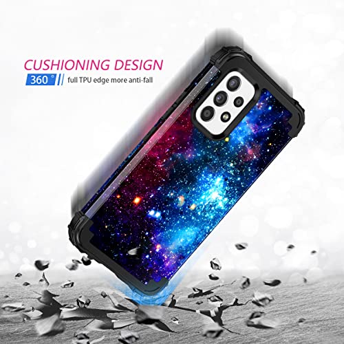 Miqala for Galaxy A53 5G Case,Glow in The Dark Three Layer Shockproof Hard Plastic+Silicone Rubber Protective Case for Samsung Galaxy A53 5G,Blue Sky