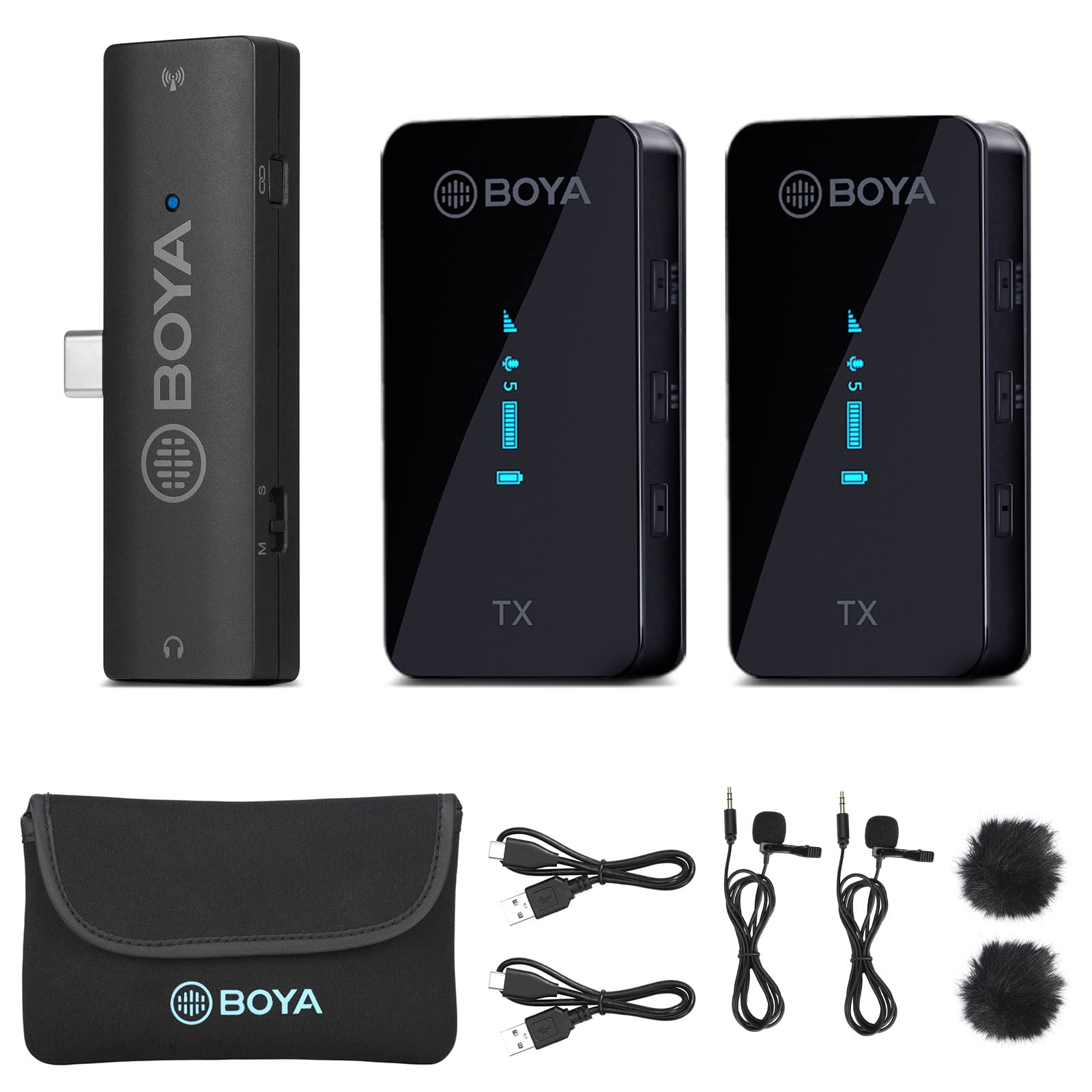 BOYA Wireles Lavalier Microphone,BY-XM6-S6 USB C Mini Wireless Clip Microphone Portable Transmitter&Receiver for Android Type C Smartphone Podcast Facebook YouTube Vlog Video Recording