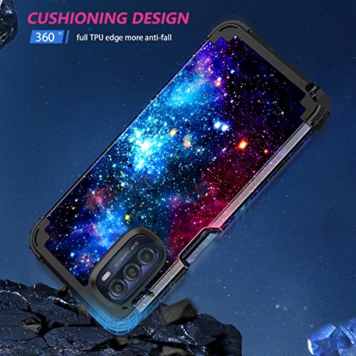 Miqala for Moto G Stylus 2022 5G/4G Case,Shiny in The Dark Three Layer Heavy Duty Shockproof Hard Plastic Bumper +Soft Silicone Rubber Protective Case for Moto G Stylus2022,Blue Sky.