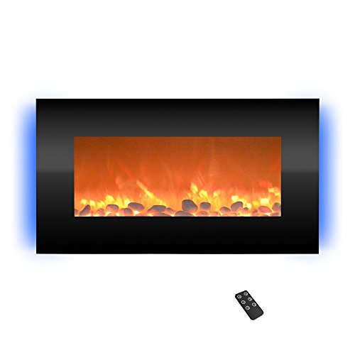 Northwest Electric Fireplace-Wall Mounted with 13 Backlight Colors Adjustable Heat and Remote Control-31 inch (Black), 31"