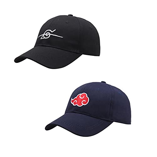 Bo Feng 2Pcs Anime Cap Cosplay Baseball Caps Hat Red Cloud Embroidered Cotton Adjustable Snapback, Multicoloured, 3