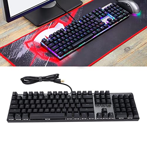 Cuifati Gaming Keyboard 104-keys Mechanical Keyboard RGB Rainbow Backlit Keyboard USB Wired Keyboard for PC Mac Windows Gamer Laptop Typists (Black)