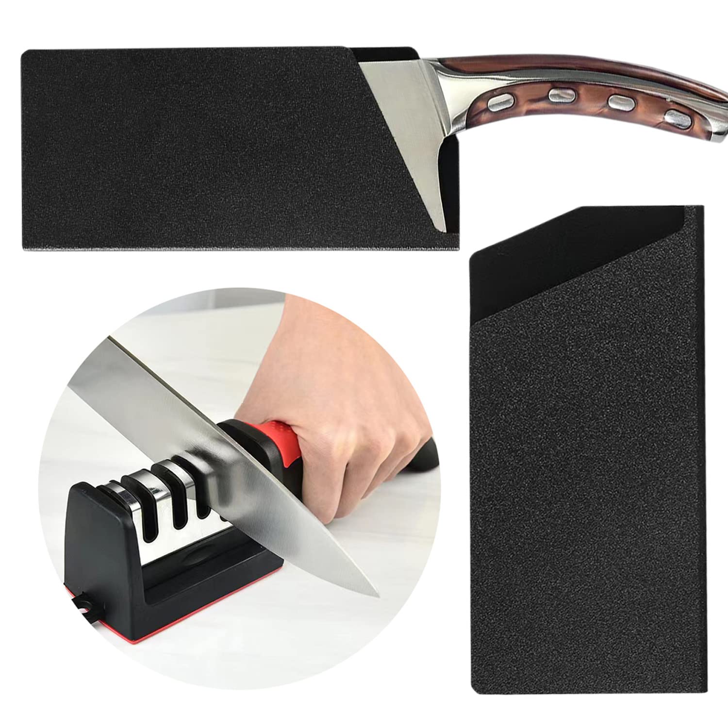 Butcher Chef Knife Edge Guards (2-Piece Set) Wide Knives Blade Edge Protectors - Meat Cleaver Knife Sheath Set - BPA-Free Chef Knife Covers