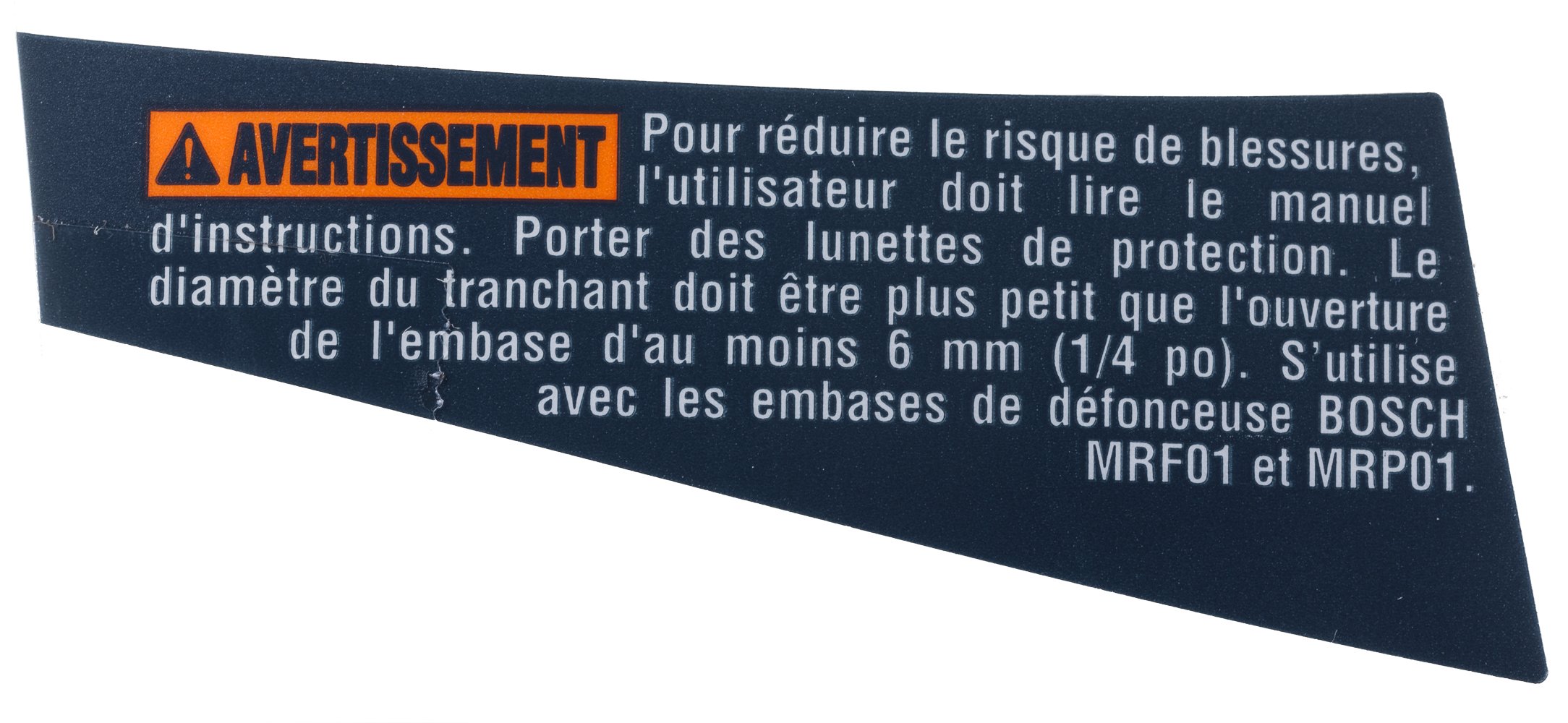 Bosch Parts 2610003475 FR Warning Label