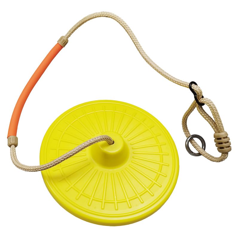 Tree Swing Single Disc Outdoor Climbing Rope Platform Carabiner Suitable for Kids/Playground/Backyard/Play,Yellow