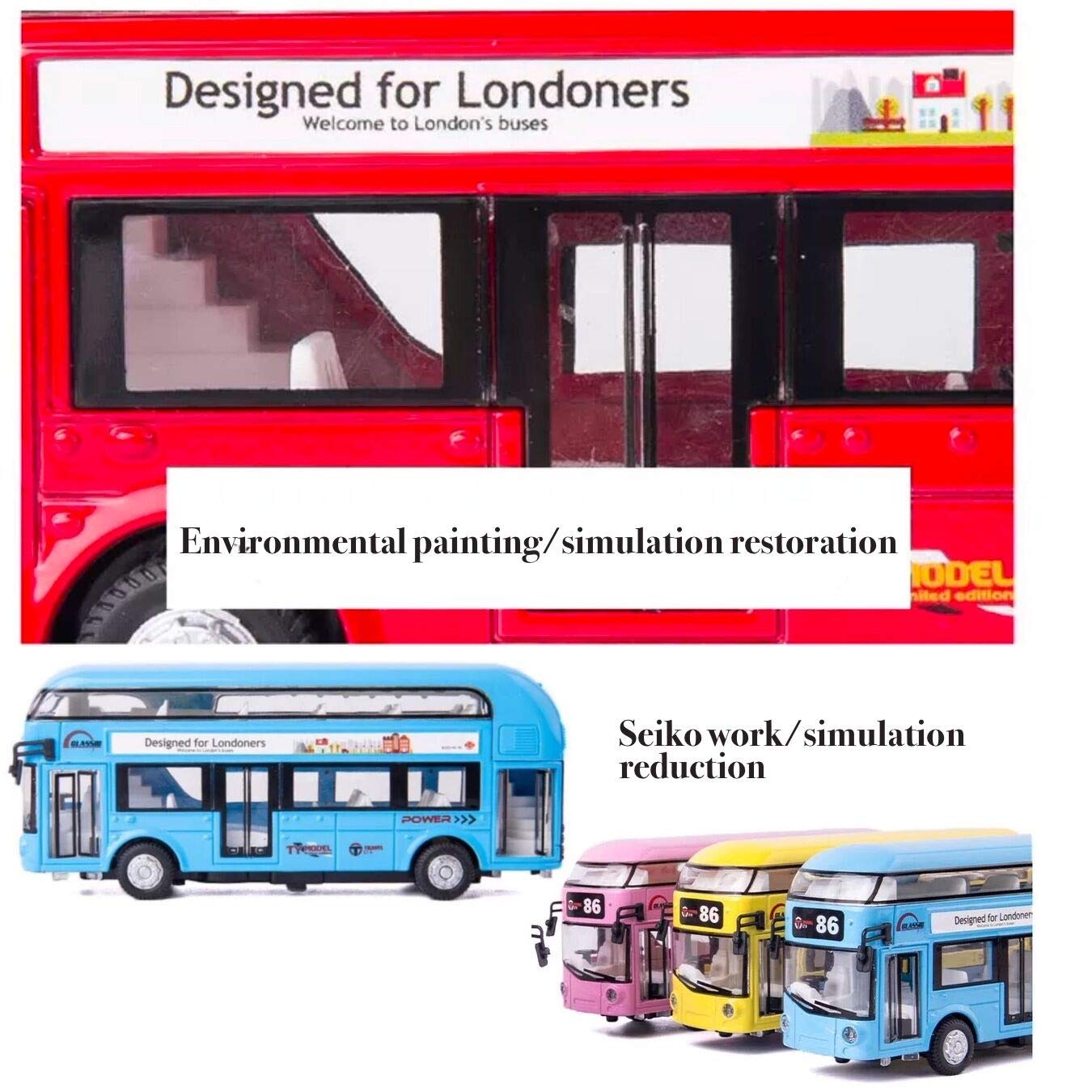 Children's Double Decker Bus Toy London Bus Model, Boy Toy Car Alloy Bus Model (Size : London Bus)