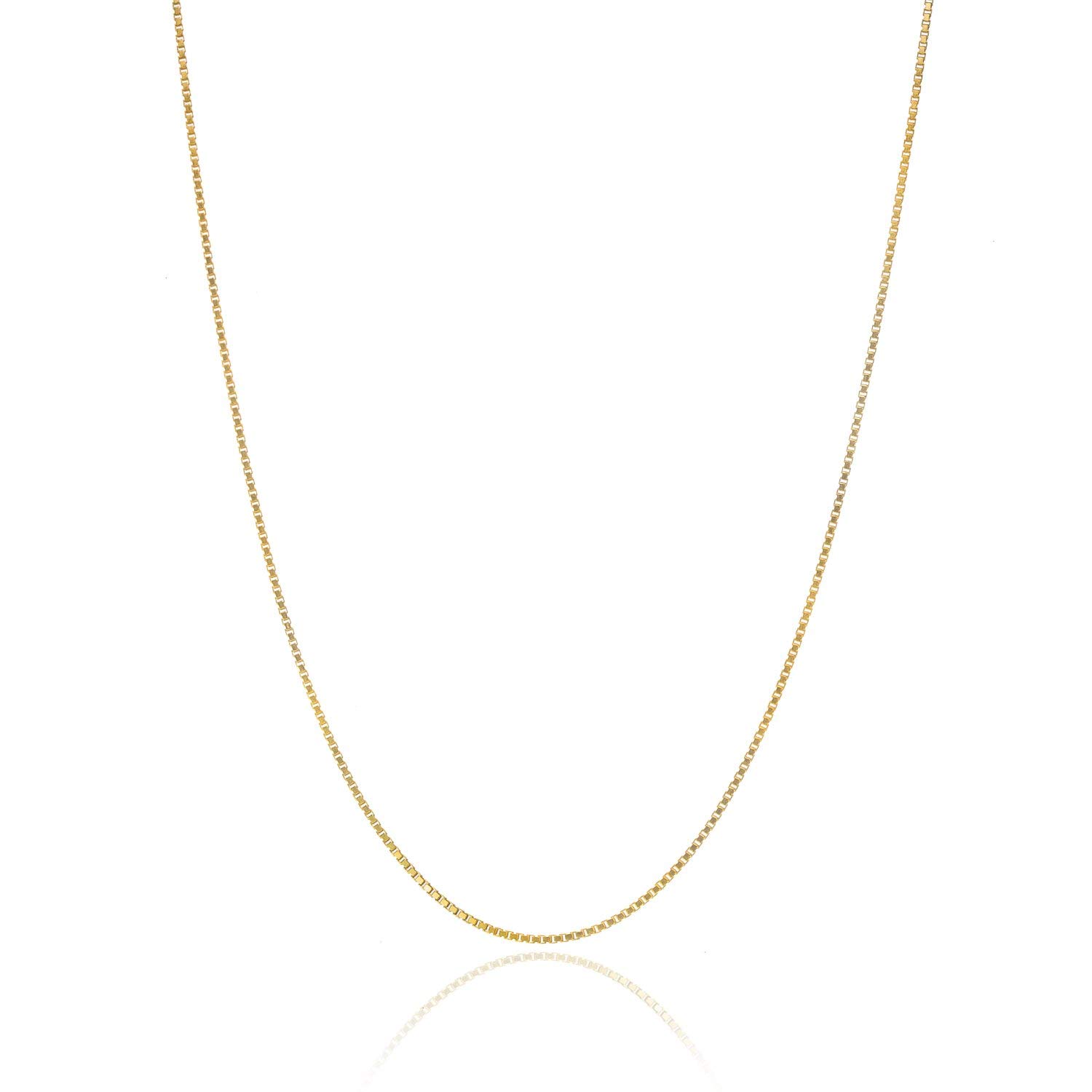 Bling For Your Buck 18K Gold over Sterling Silver .8mm Thin Italian Box Chain Necklace - 16"