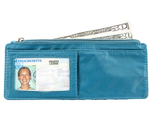 Big Skinny Women's Jaguar Credit Card Slim Wallet, Holds Up to 25 Cards, Ocean Blue , 3.5" X 7.6"