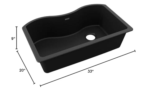 Elkay ELGUS3322RBK0 Quartz Classic Single Bowl Undermount Sink, Black