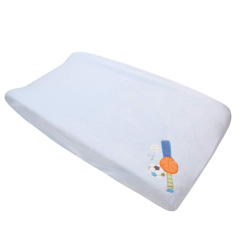 JAHbaby 7 PCs Blue Sports Theme Nursery Crib Bedding Set Baby Boy Love Sport Standard Crib Bedding Set 28 X 52