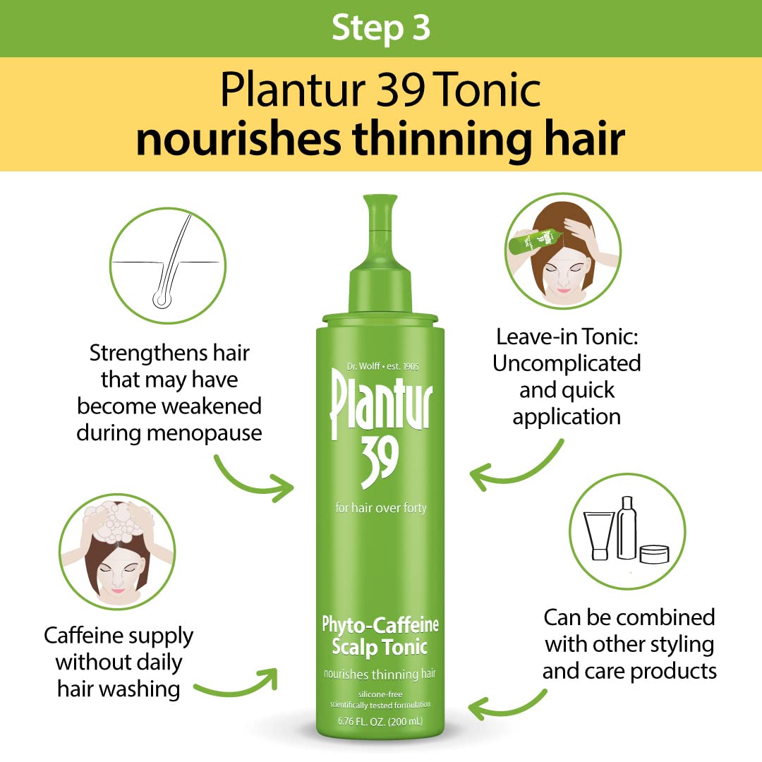 Plantur 39 Phyto-Caffeine Women's 3-Step System for Colored, Stressed Hair - Shampoo (8.45 fl), Conditioner (5.07 fl), Tonic (6.76 fl)