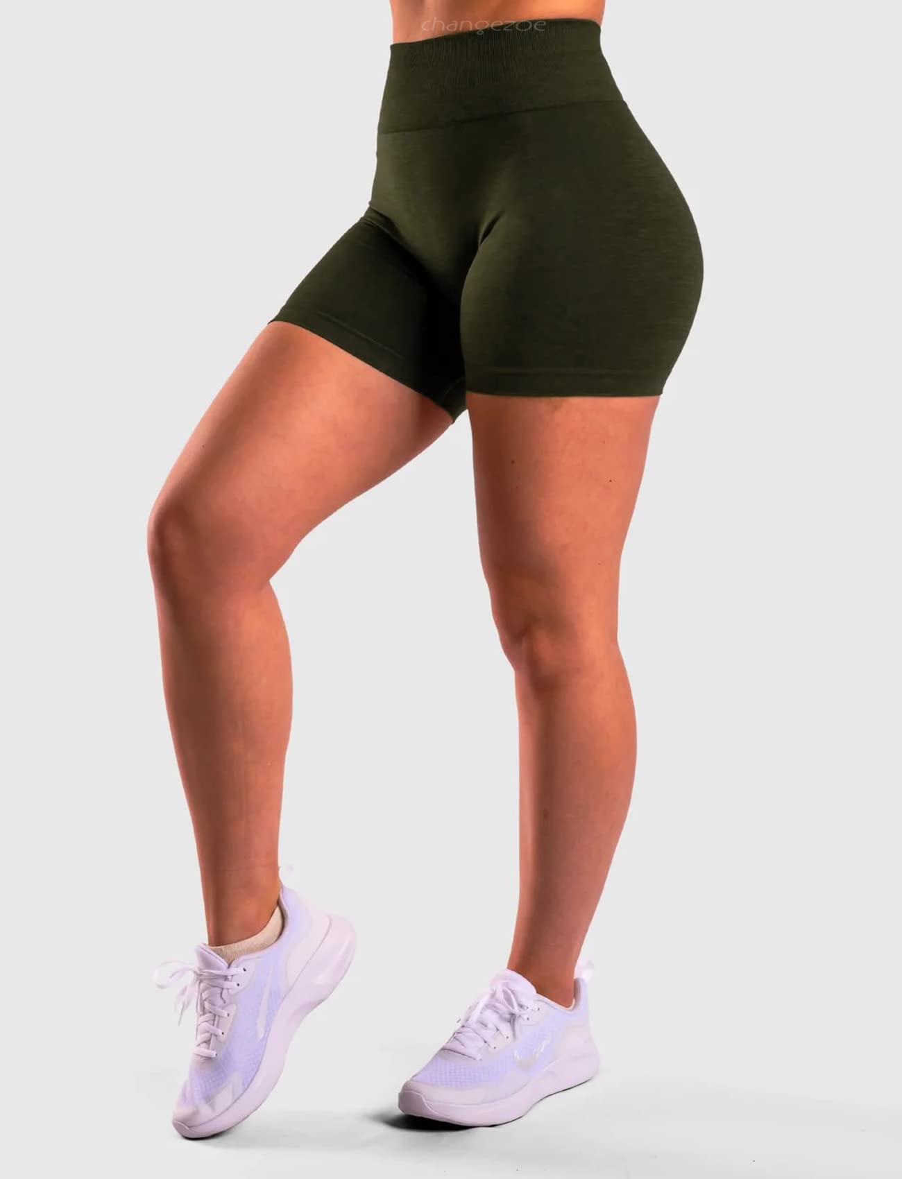 CHANGEZOE Women Butt Scrunch Workout Shorts Seamless High Waisted Amplify Gym Yoga Athletic Booty Shorts M
