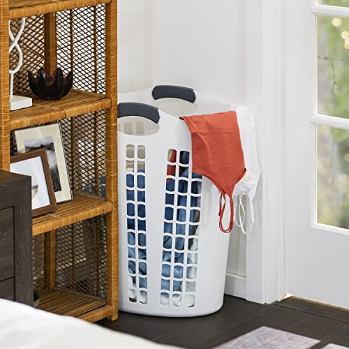 Gracious Living 91786-5C Easy Carry Flex 87.5 Liter Dirty Clothes Basket, Large Fully Ventilated Plastic Laundry Hamper Bin with Handles, White