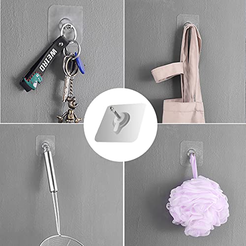 JIQGOZBAN Adhesive Hooks Kitchen Bathroom Wall Hooks, Heavy Duty 13lb(Max) Nail Free Sticky Picture Hangers, Stainless Hooks Reusable Utility Towel Bath Ceiling Hooks 10 Packs