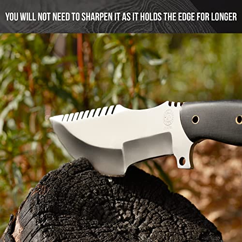 BIGCAT ROAR Handmade Damascus Tracker Knife - Bushcraft Fixed Blade Hunting Knife with Sheath and Walnut Wood Handle - 10″ EDC Outdoor Knife - Viper Hunter