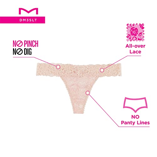Maidenform Underwear Pack, All-Over Lace Thong Panties for Women, 3-Pack, Black/Black/Black