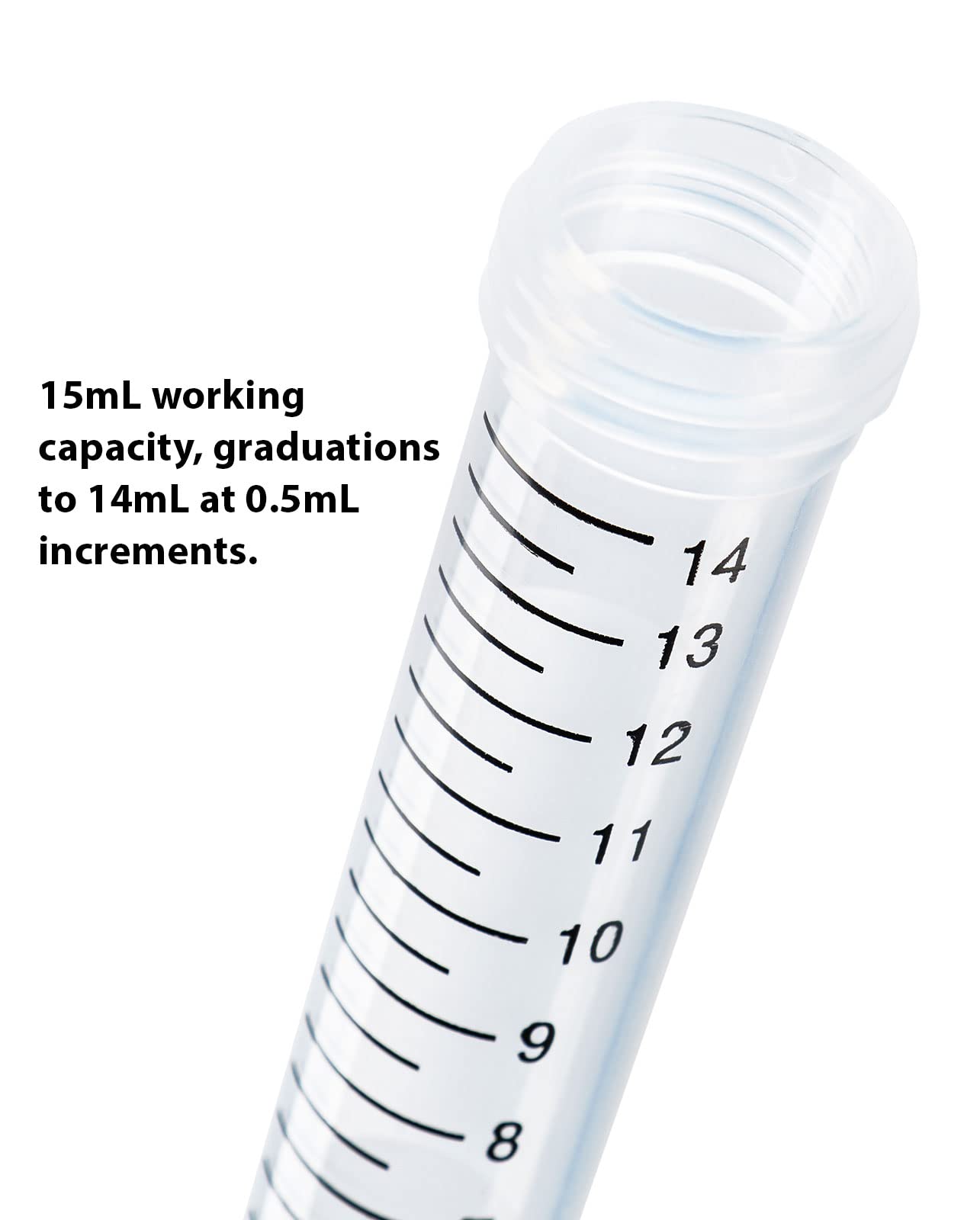 Globe Scientific 6285 Polypropylene Centrifuge Tube with Attached Blue Flat Top Screw Cap, Sterile, Printed Graduation, Bag Pack, 15mL Capacity (Case of 500)