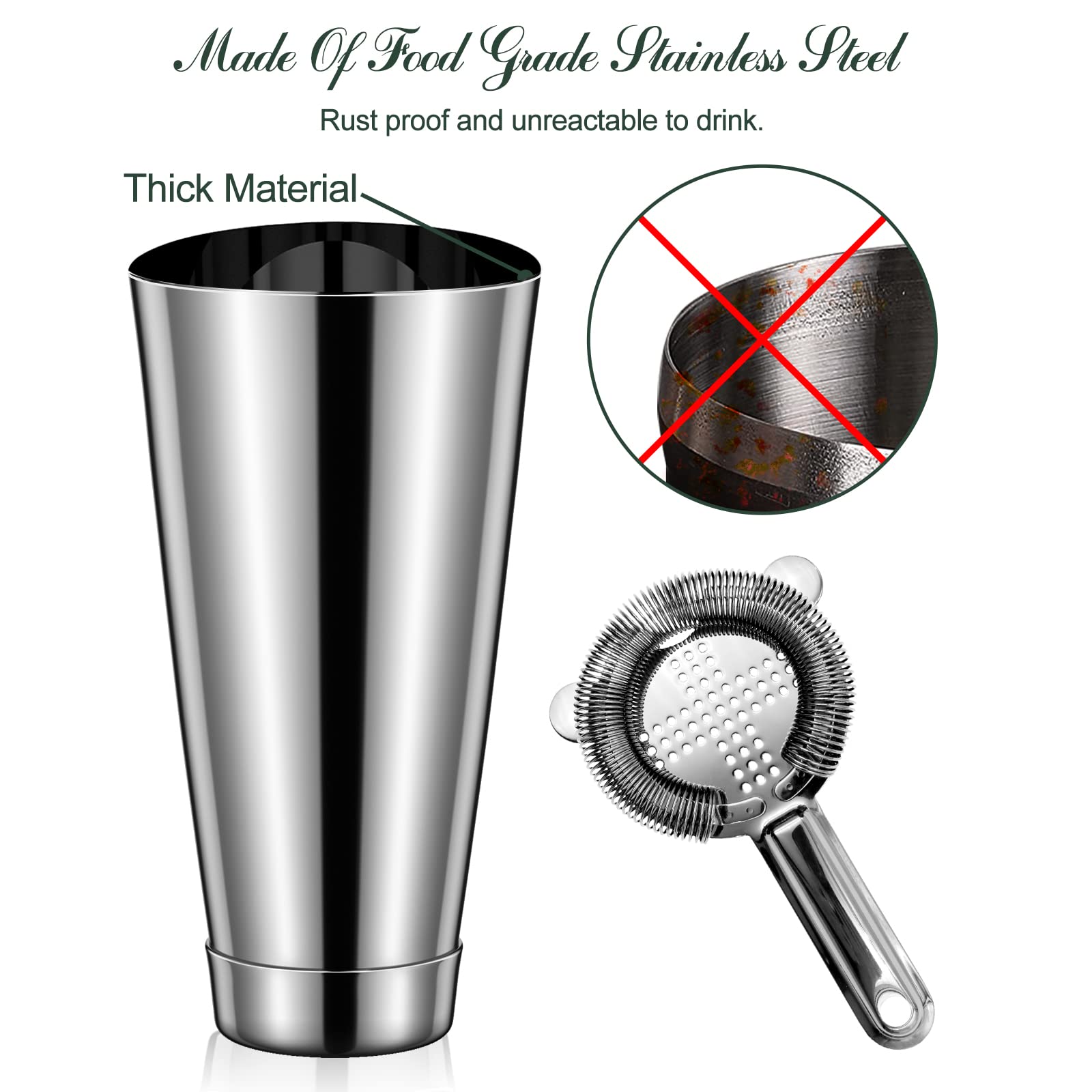 Cocktail Shaker - Koviti 12 Piece Bartender Kit - Stainless Steel Cocktail Shaker Set, Premium Bar Tools : Martini Shaker, Muddler, Jigger, Mixing Spoon, Strainers, Ice Tong, Liquor Pourers