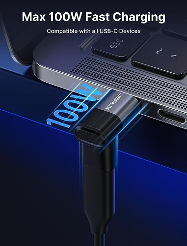 JSAUX 90 Degree USB-C Male to USB-C Female Adapter, Right Angle 2-Pack 40Gbps Data Transfer 100W USB Type C PD Extender Compatible with ROG Ally, Steam Deck, Switch and More Laptop, Tablet, Phone